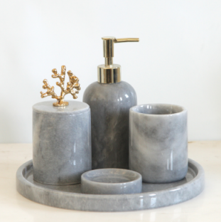 OM - 5 li Klasik Afyon Gri Banyo Mermer Seti - Mermer, Mermer ...