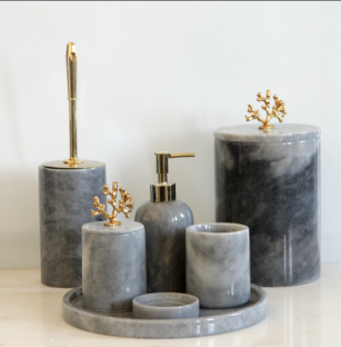 OM - 7 li Klasik Afyon Gri Banyo Mermer Seti - Mermer, Mermer ...